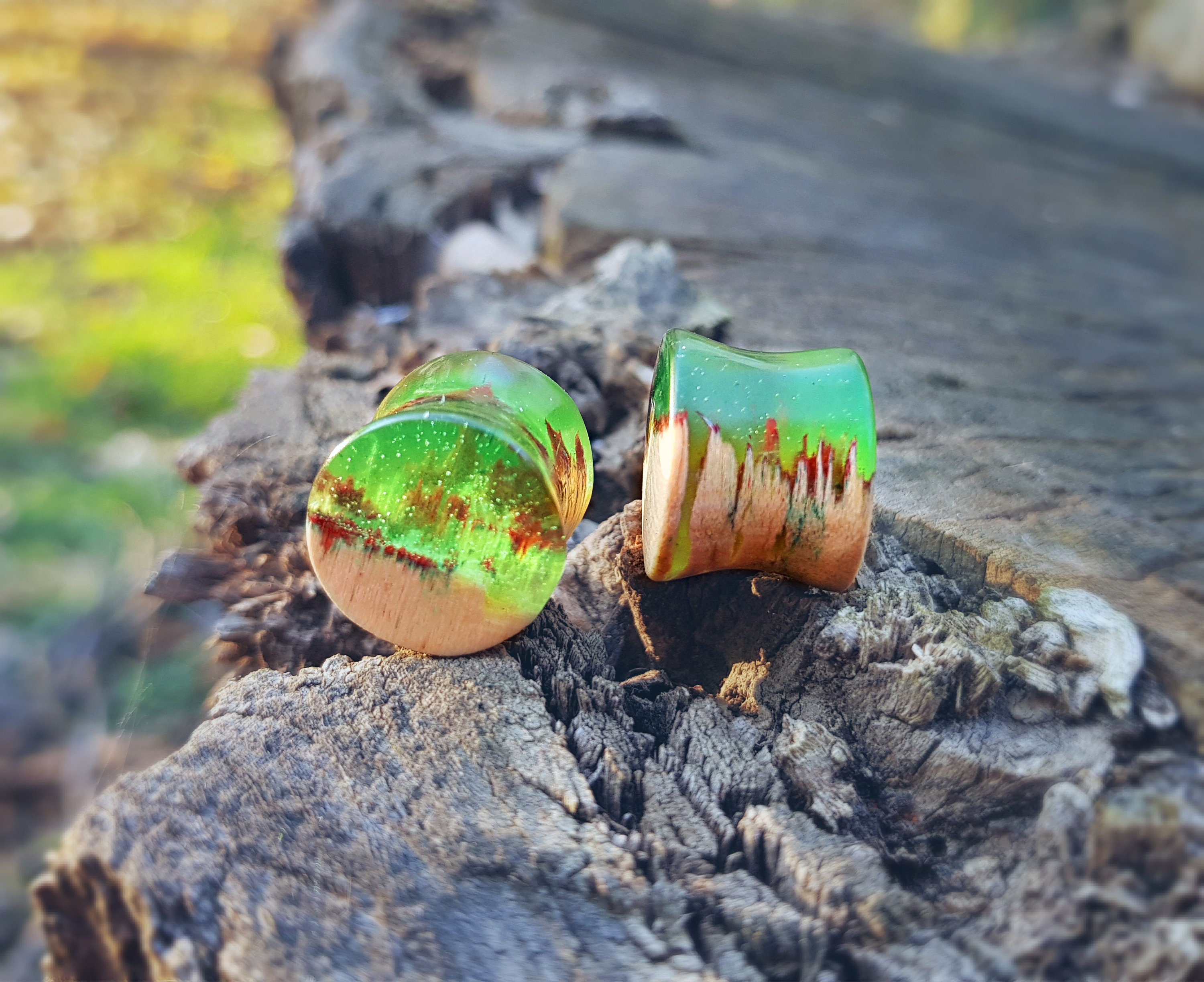 Pair of Wood Resin Plugs 0g Plugs Plugs and Tunnels 00 | Etsy