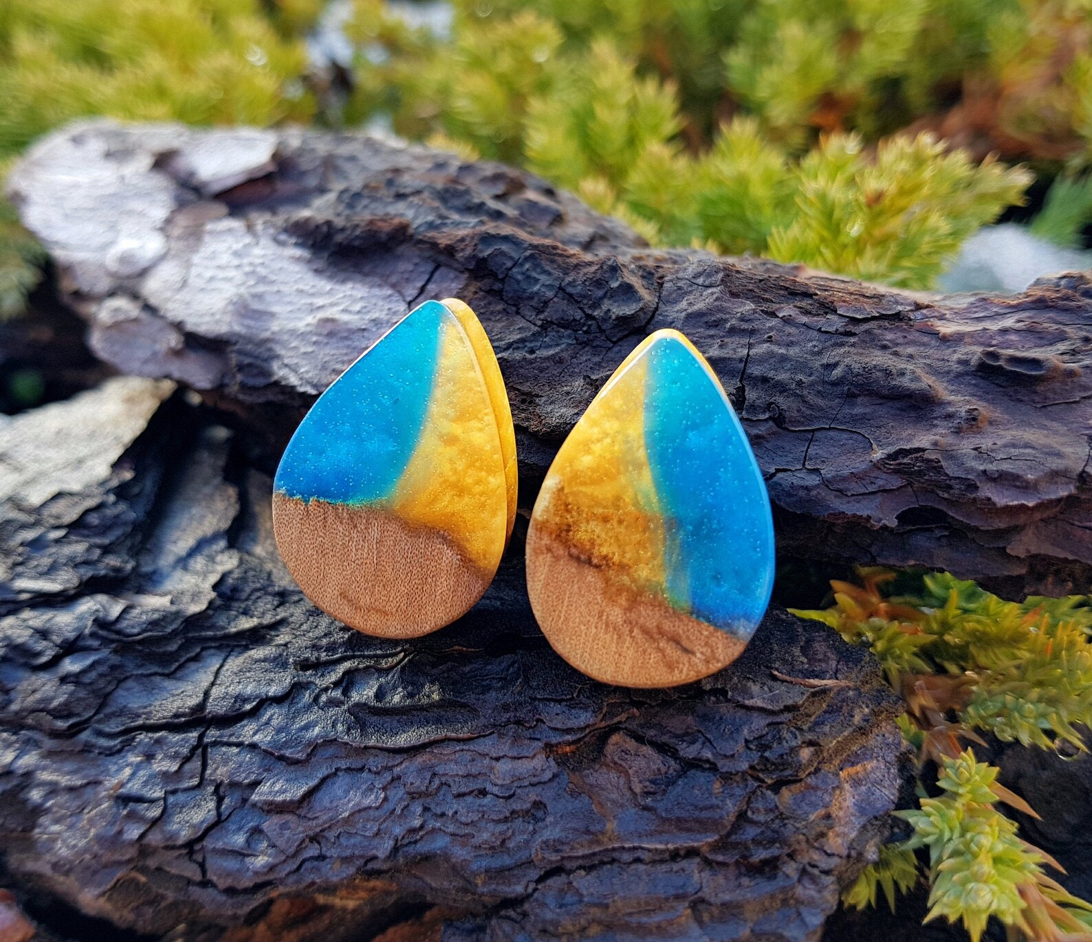 Teardrop Wood Resin Plugs Wood Gauges Plugs and Tunnels 00 - Etsy