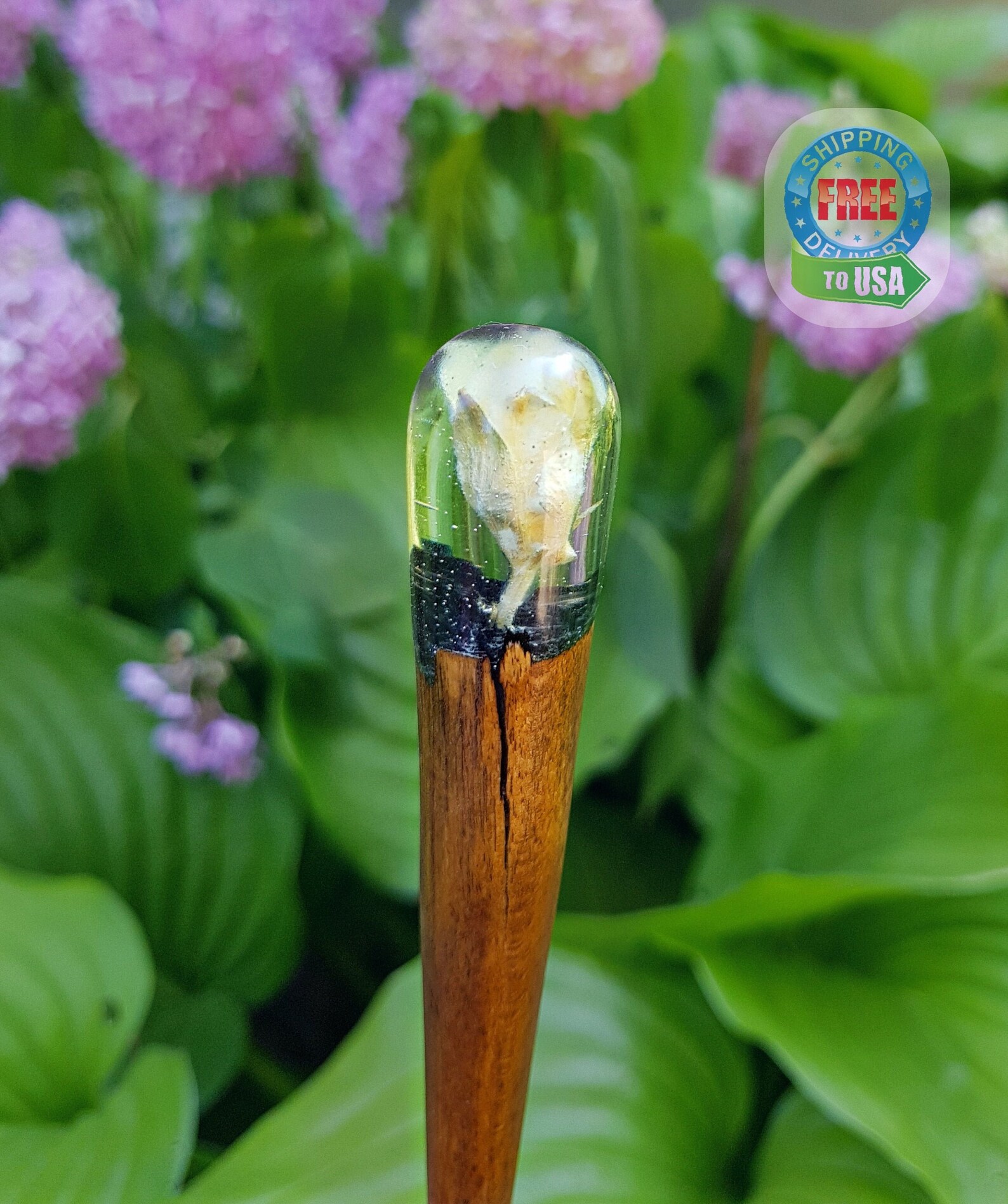 Wooden Hair Sticks, With Flower, Hair Sticks, Hair Jewelry, Wood Resin ...