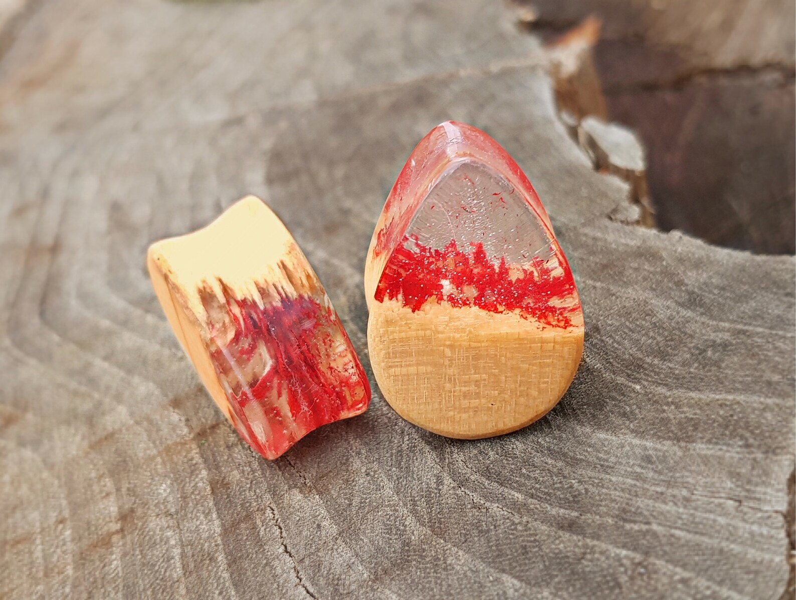 Wood Plugs Resin Plugs Teardrop Wood Resin Plugs Wood | Etsy