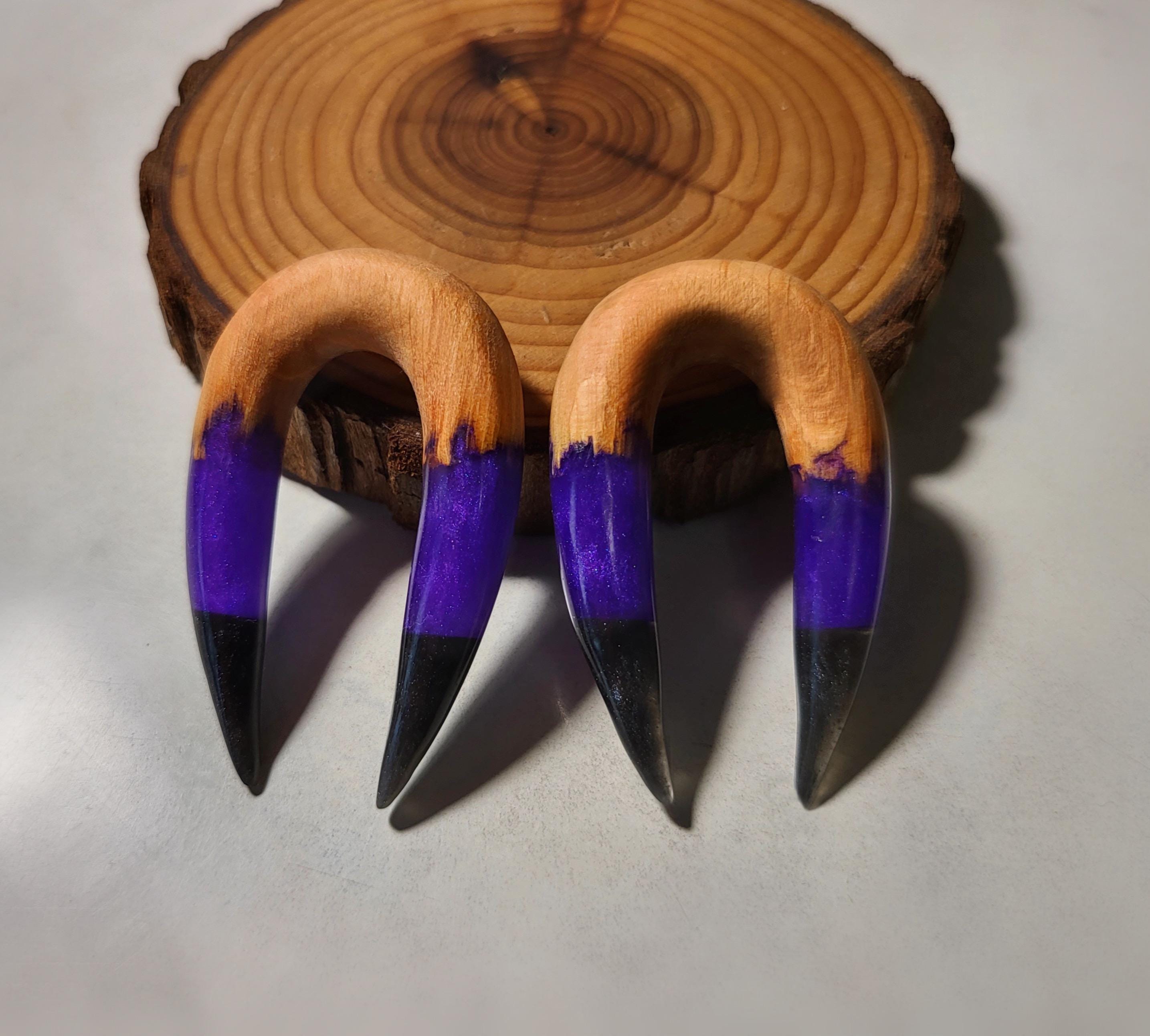 Handmade Hanger Ear Gauges: Wood Resin Horn Plugs, 2g (6mm) ~ 2 Inch ...