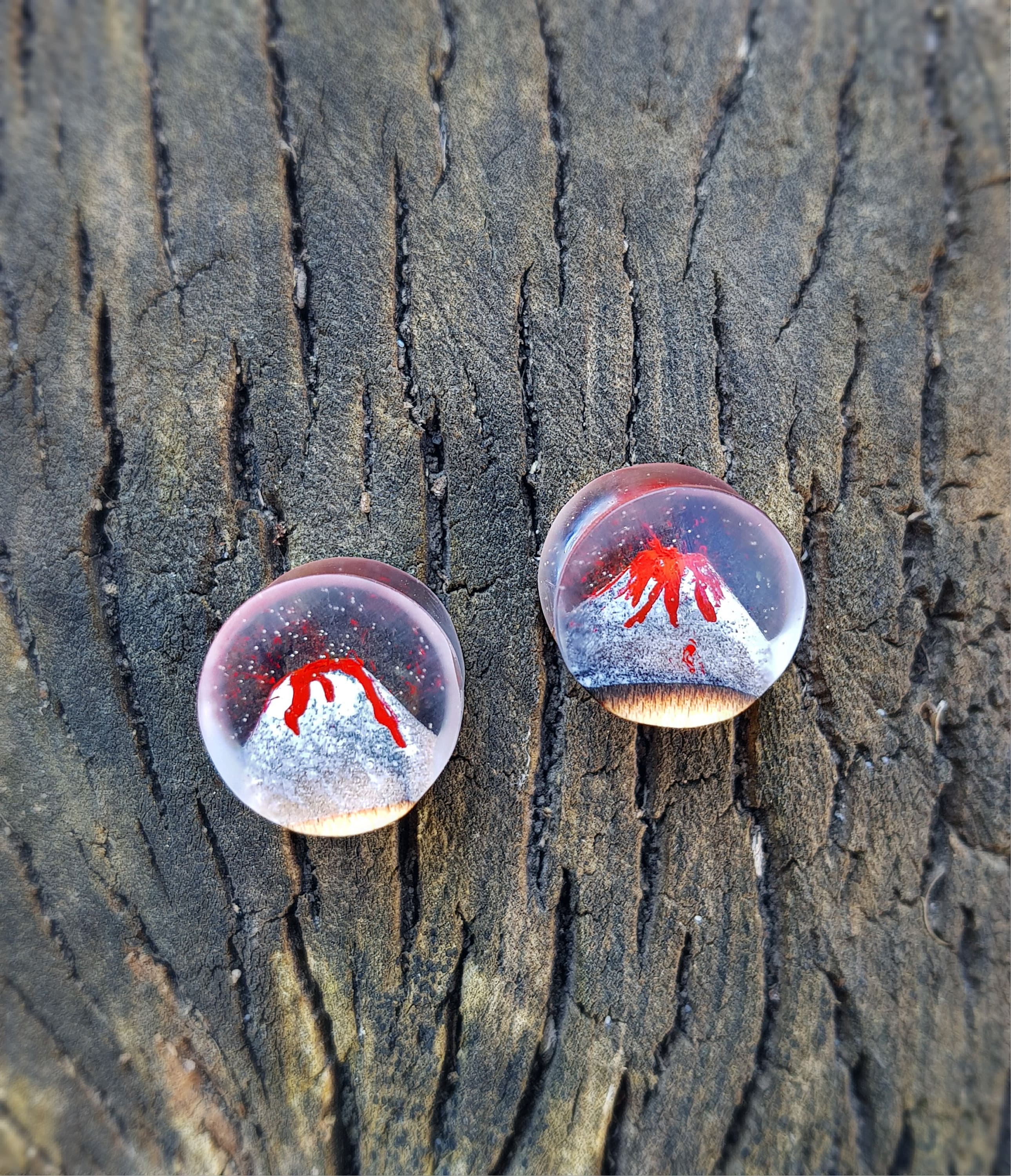 Pair of resin volcano plugs wood plugs plugs and tunnels | Etsy