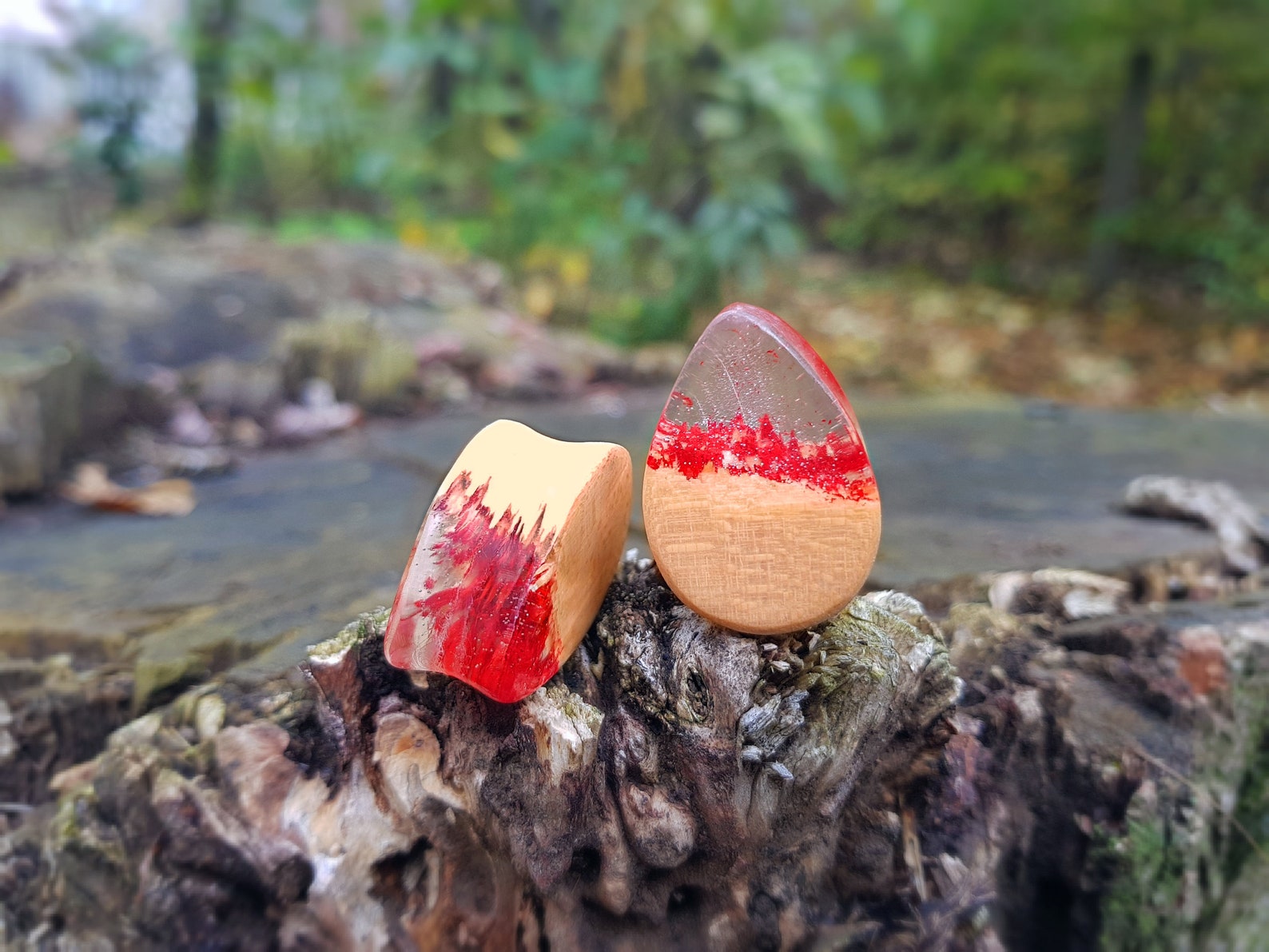 Wood Plugs Resin Plugs Teardrop Wood Resin Plugs Wood | Etsy