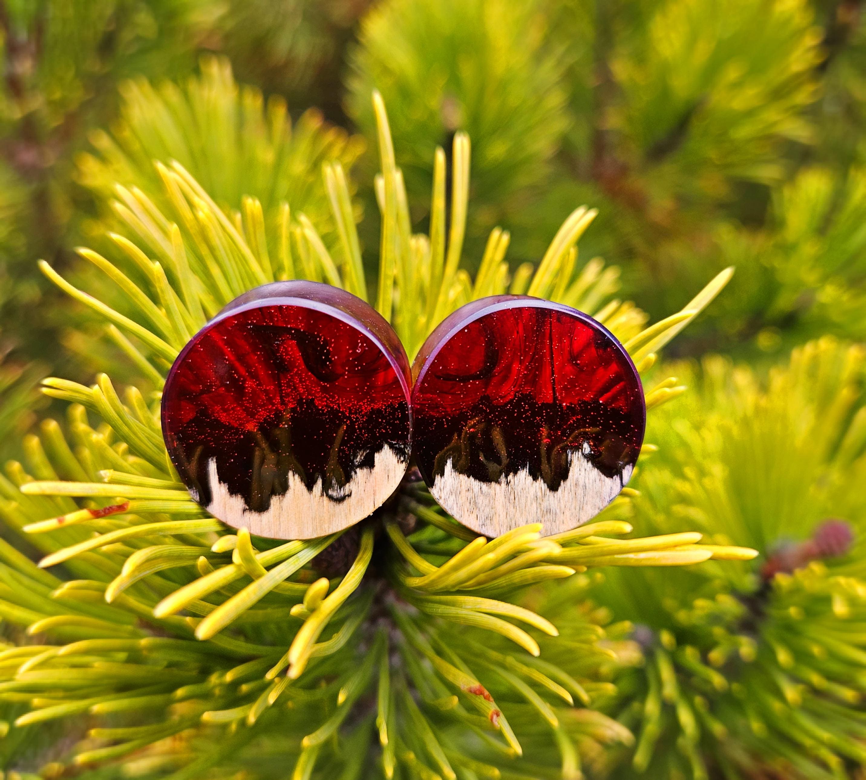 PAIR of Wood Resin Ear Gauges: Custom Doubleflare Ear Plugs ( 00g to 2 ...