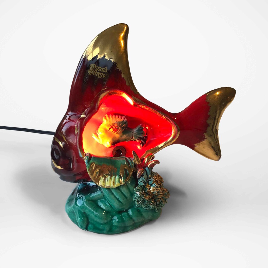 Original Vallauris Ceramic Fish Table Lamp // Marine Life // Sea ...