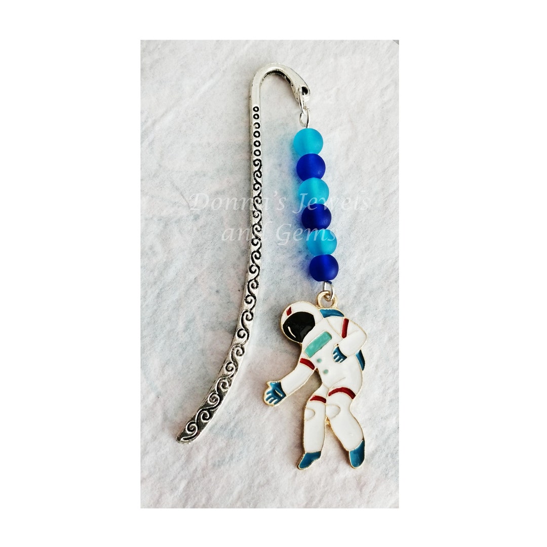 Astronaut Silver Bookmark With Charm and Beads Gift for Bookworms and ...