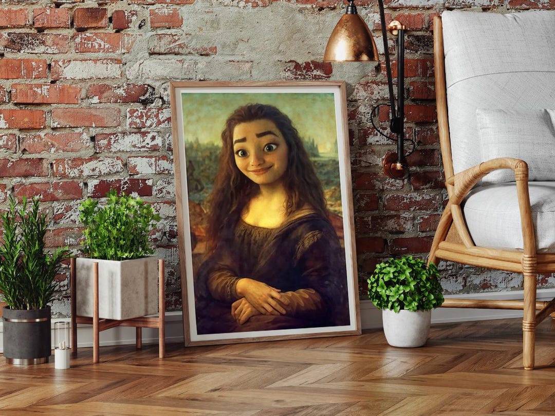 Moana Lisa Moana X Mona Lisa Classic Wall Art Framed Digital Wall Art Digital Painting Witty ...