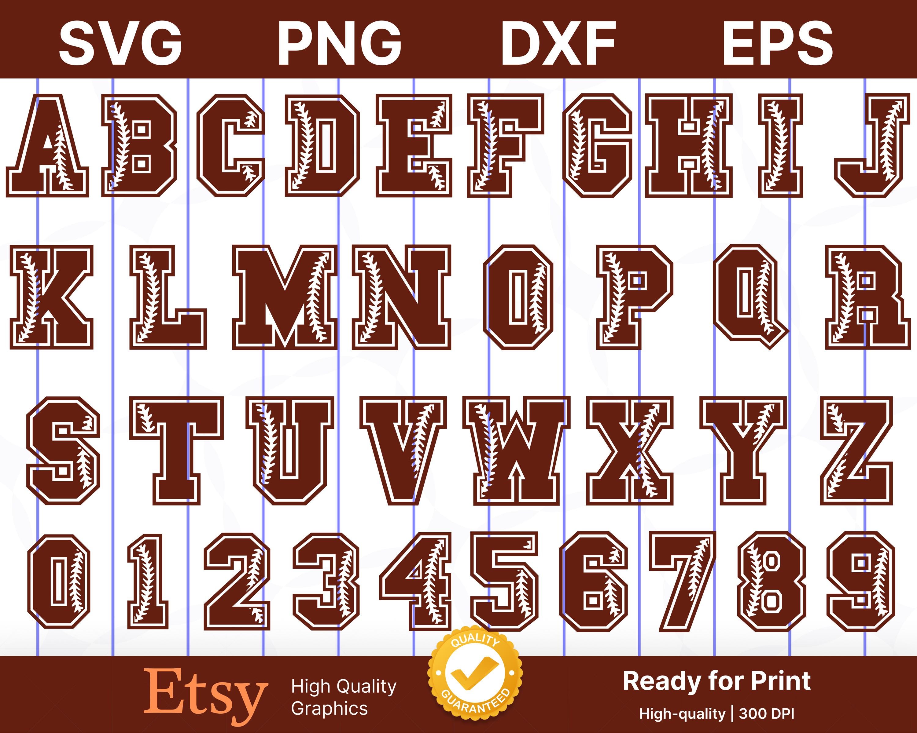 Football Alphabet and Numbers SVG Bundle Varsity Font Football Letters ...