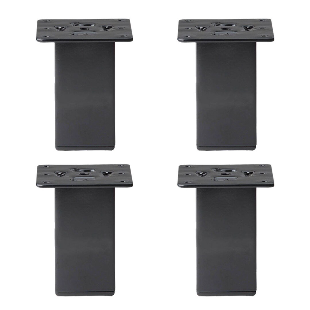 Black Square Furniture Legs, Height 10 Cm, With Mounting Plate, Set of ...