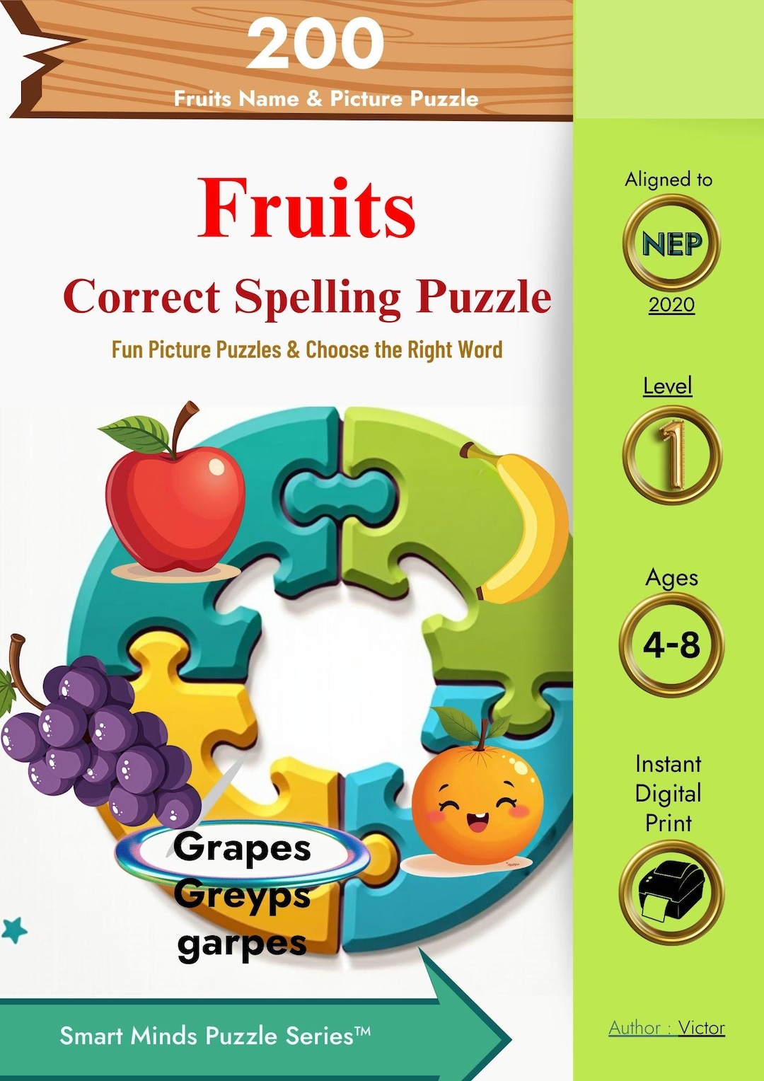 Correct Spelling Puzzle Book - Fruits - Etsy