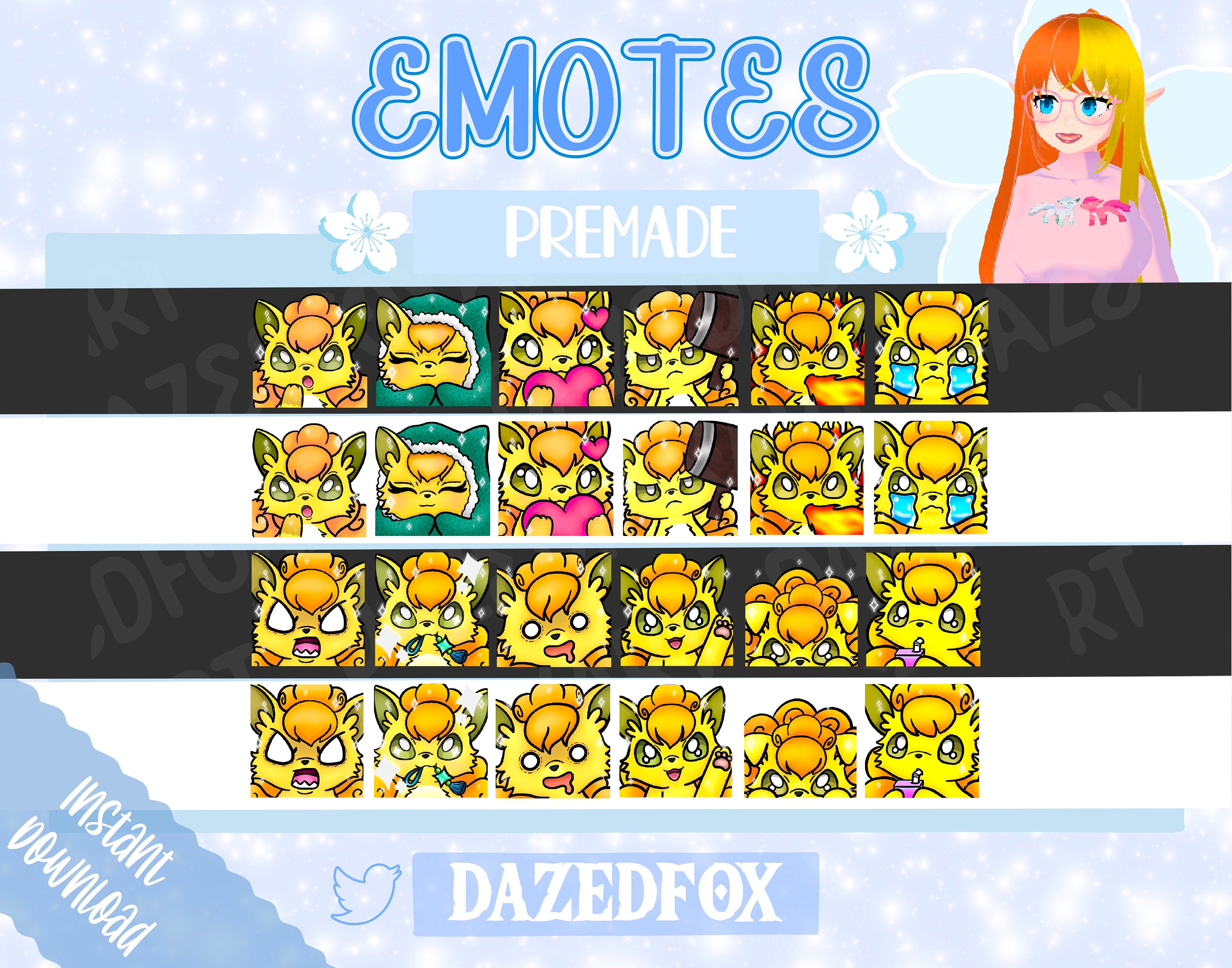 Shiny Vulpix Emote Set - Etsy