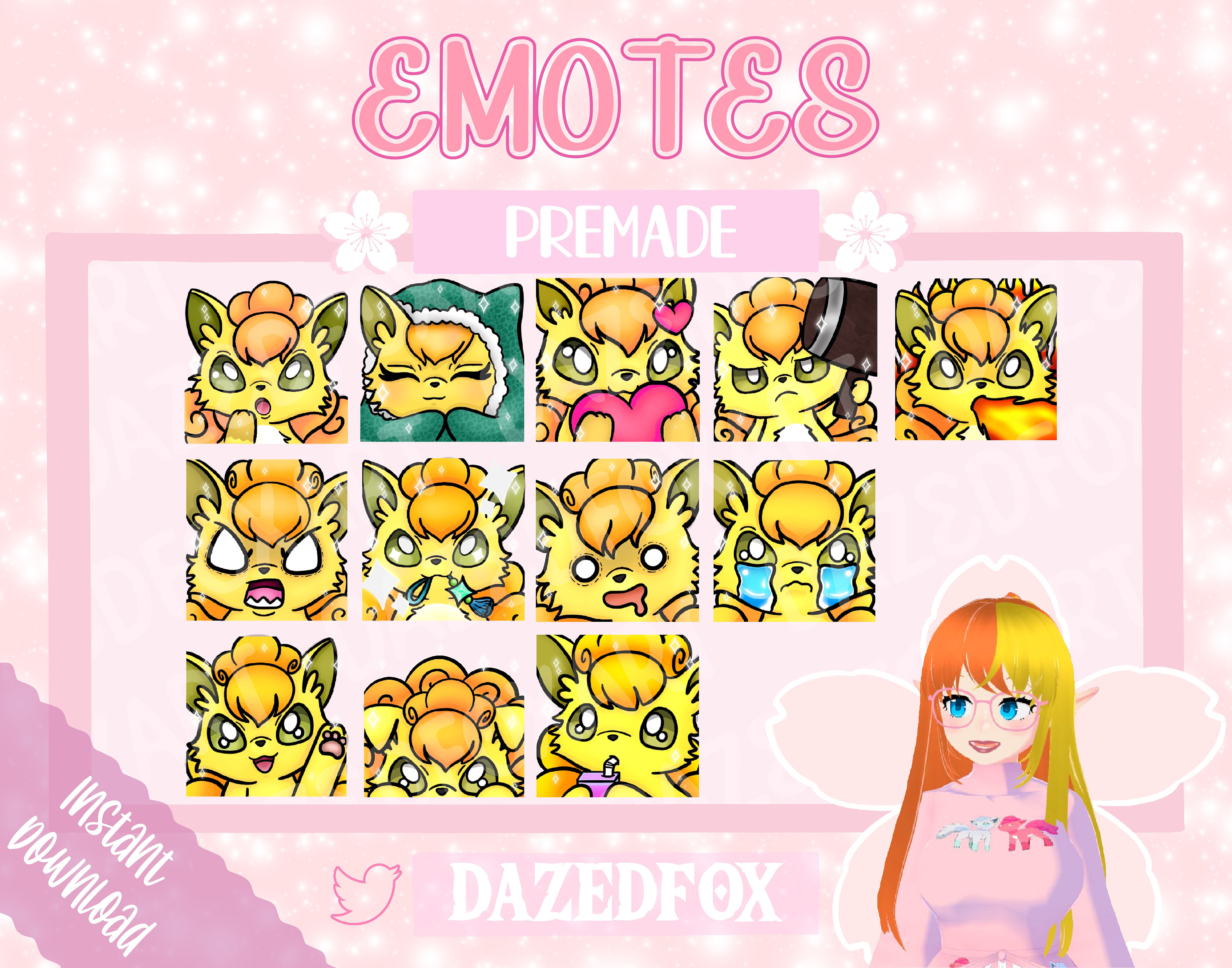 Shiny Vulpix Emote Set - Etsy