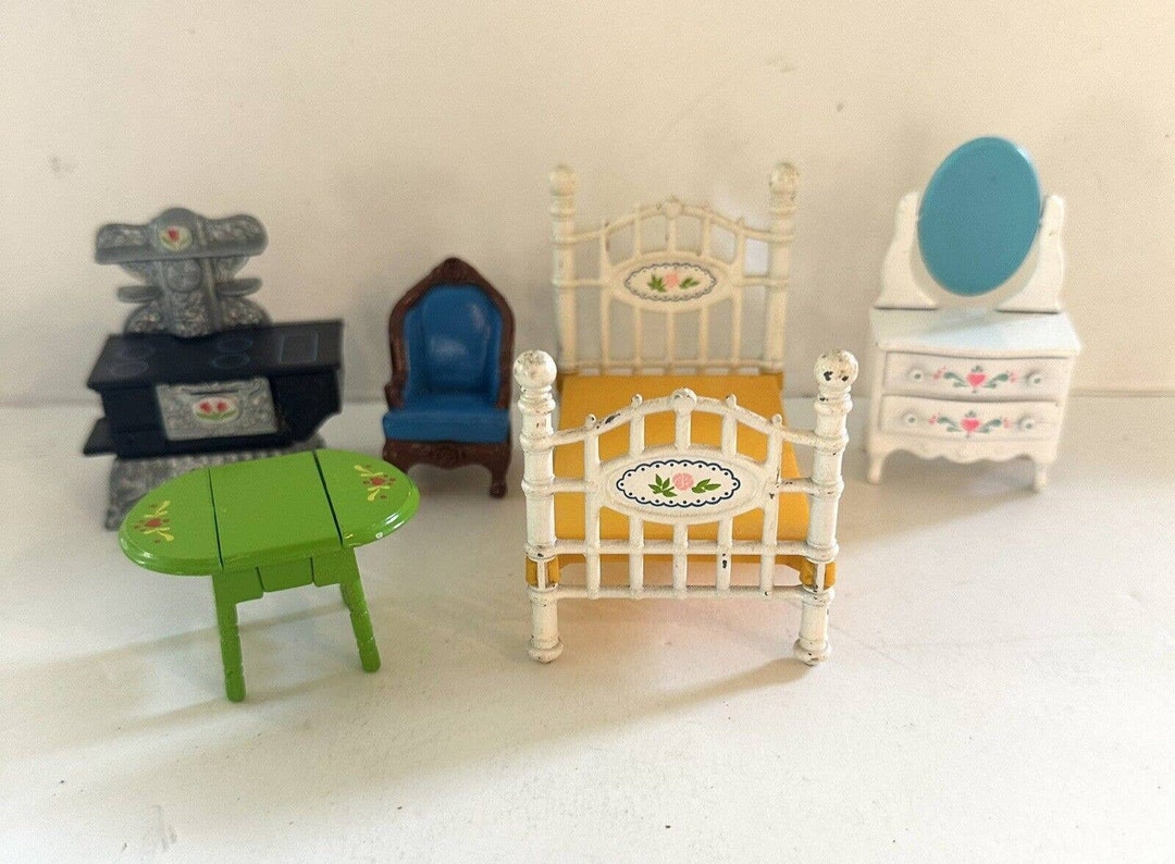 Mattel 1980s Metal Dollhouse Furniture Lot Table Stove Chair - Etsy