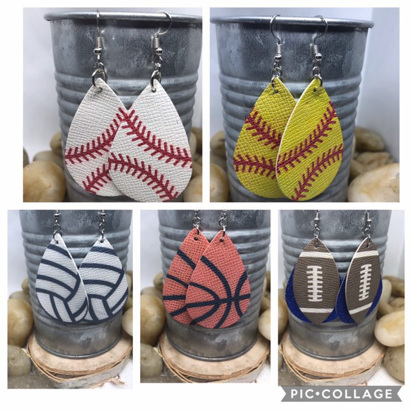 Sports Earrings Faux Leather Teardrop Sports Earrings - Etsy