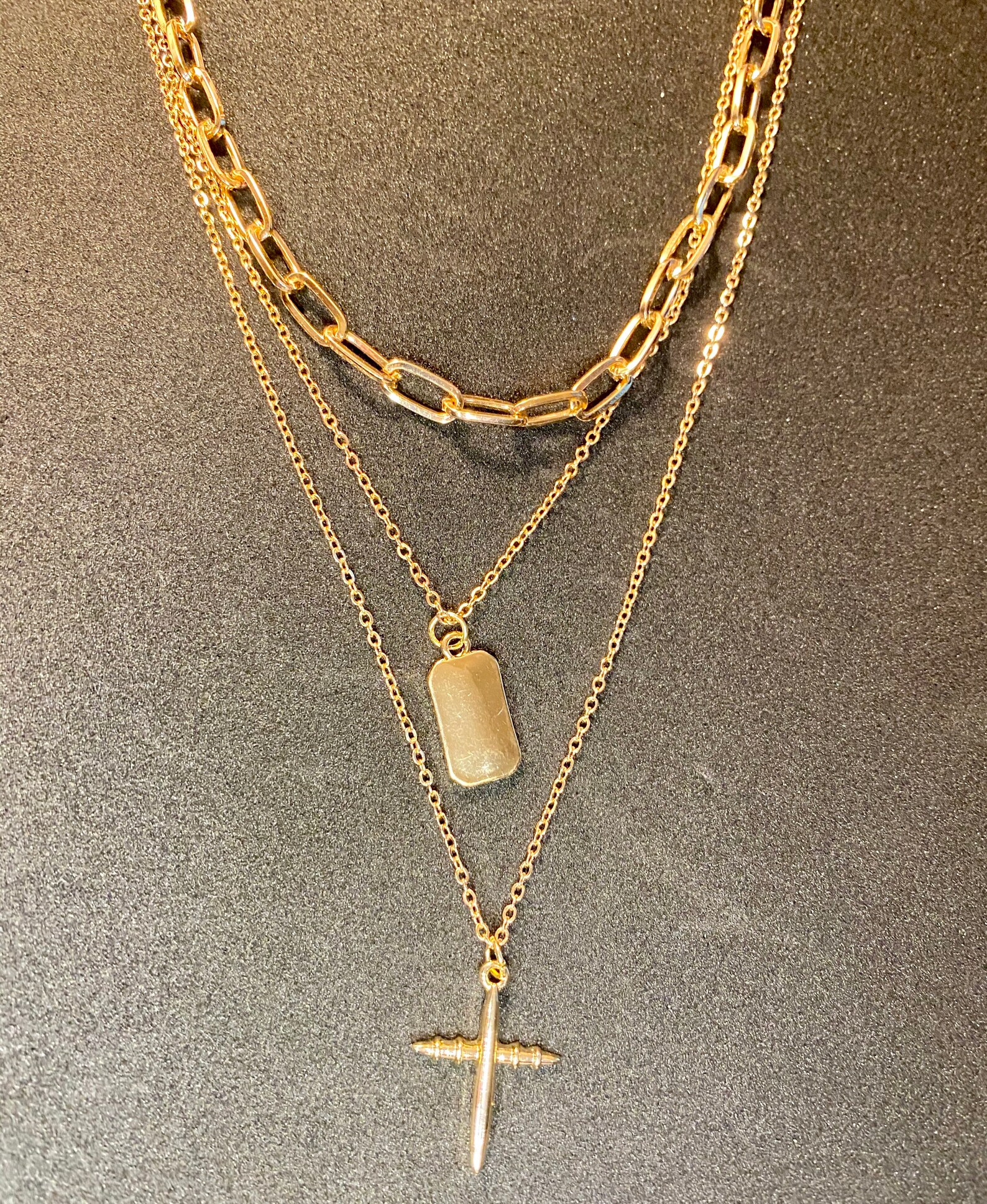 Layered Cross Necklace Gold Cross Necklace Multi Layer Cross - Etsy