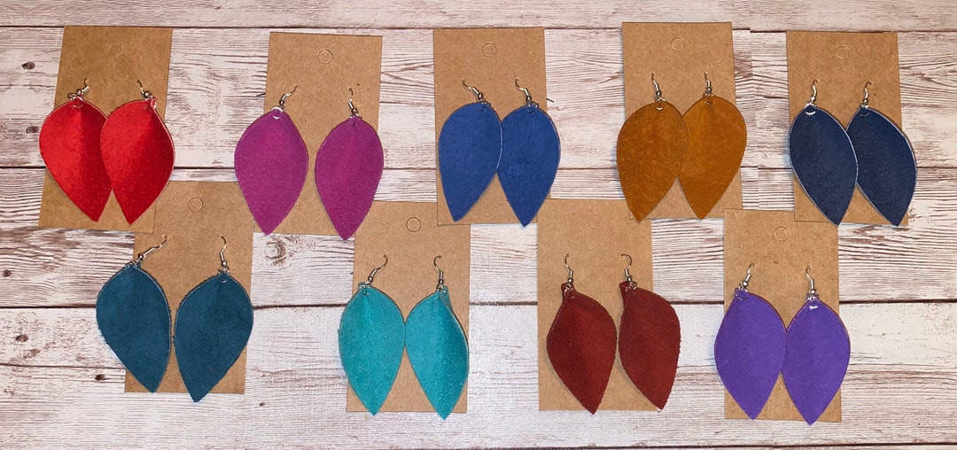Leather Leaf Earrings, Earrings, Fall Earrings, Burnt Orange, Rust ...