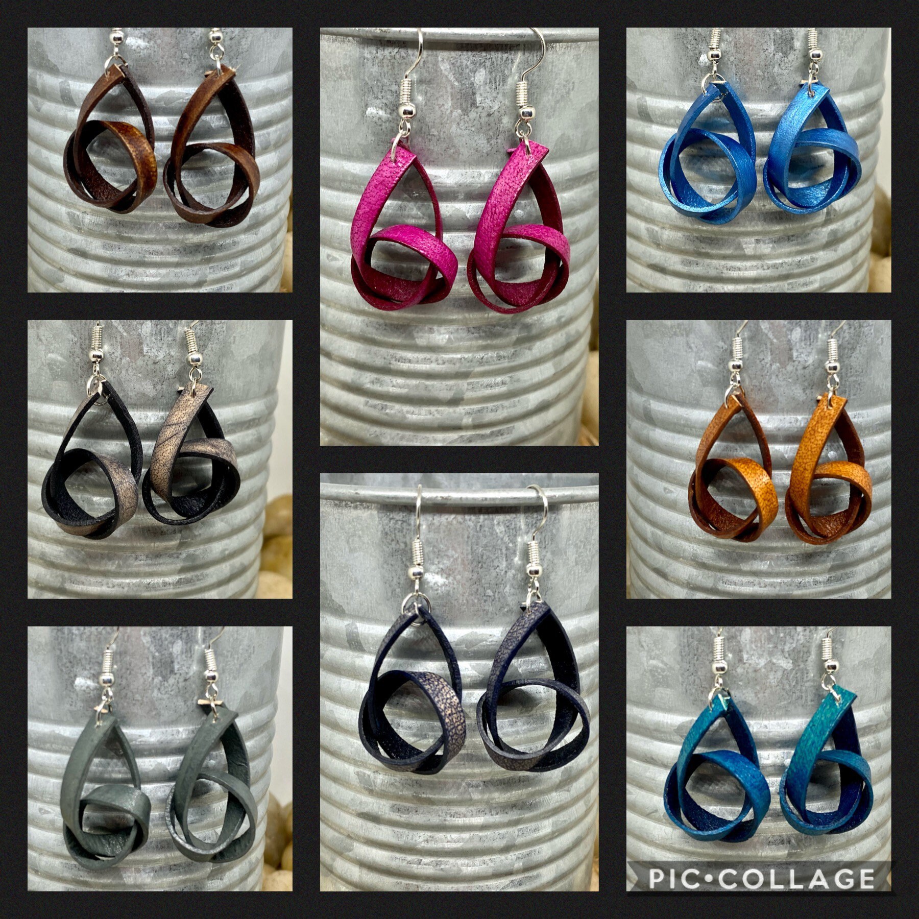 Knot earrings leather knot earrings loop earrings fall | Etsy