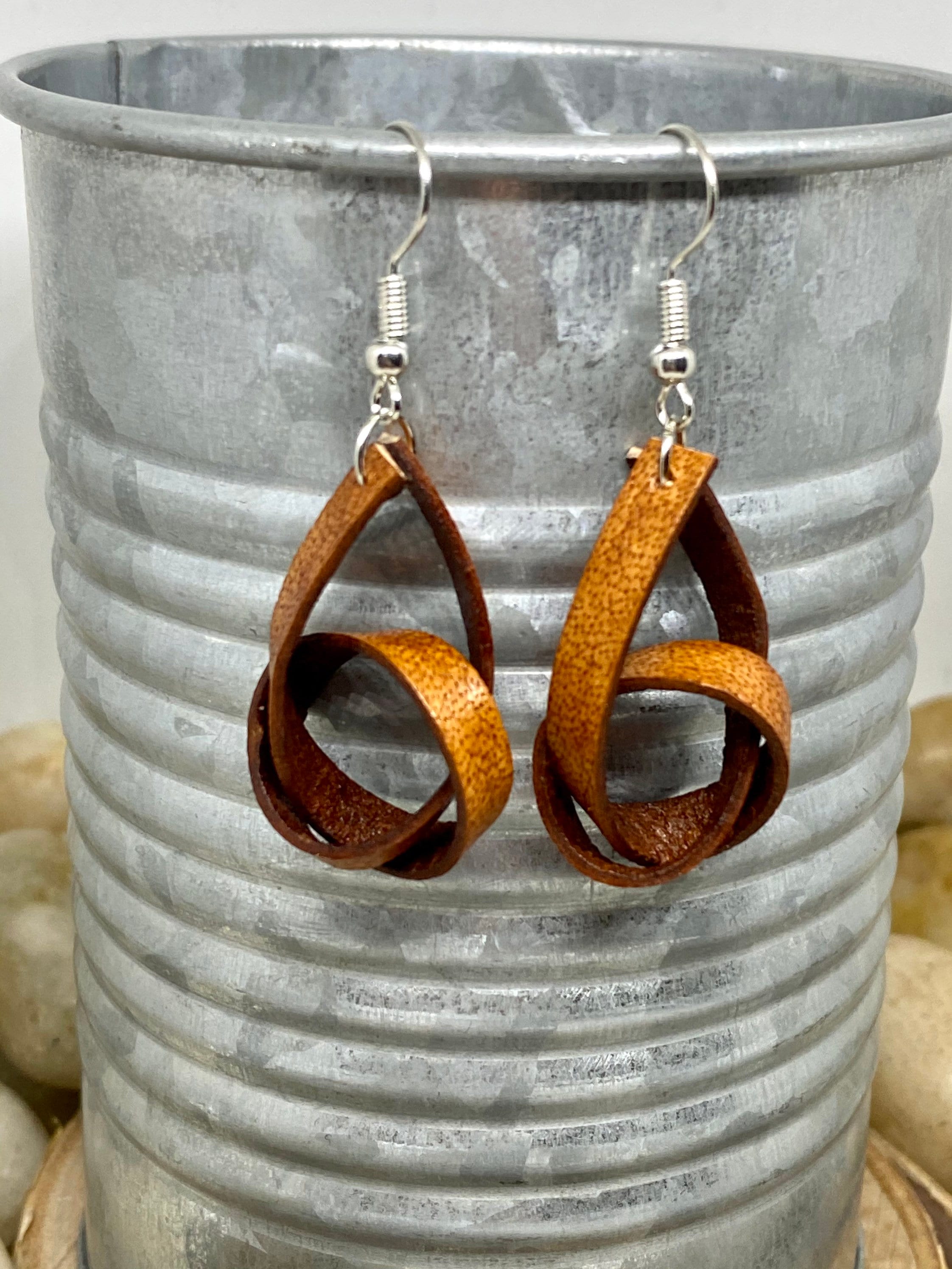 Knot Earrings Leather Knot Earrings Loop Earrings Fall - Etsy UK