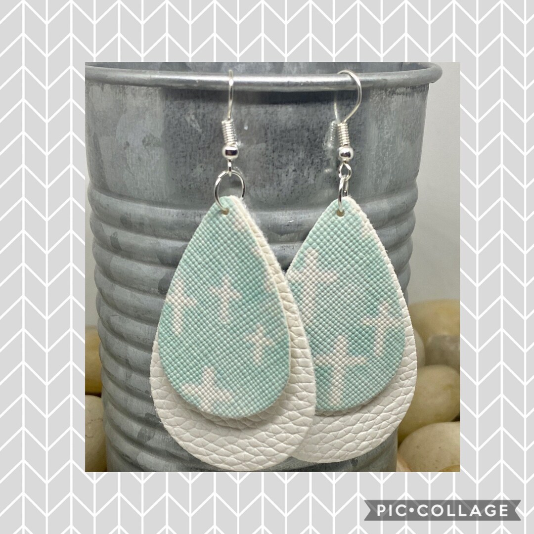 Cross Earrings, Religious Earrings, Easter Earrings, Leather Earrings ...