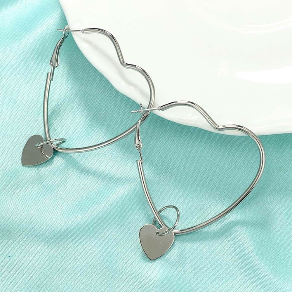 Heart hoop earrings double heart earrings valentines day | Etsy