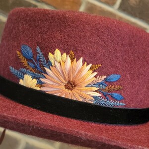 Hand Embroidered Felt Hat, Floral Spray, Beautiful Unique Item - Etsy