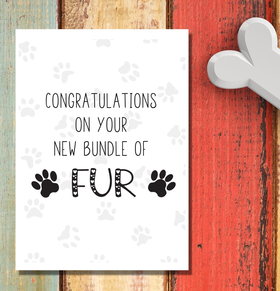 New Puppy Card Printable, New Dog Card, Pet Adoption Gift, Congrats on ...