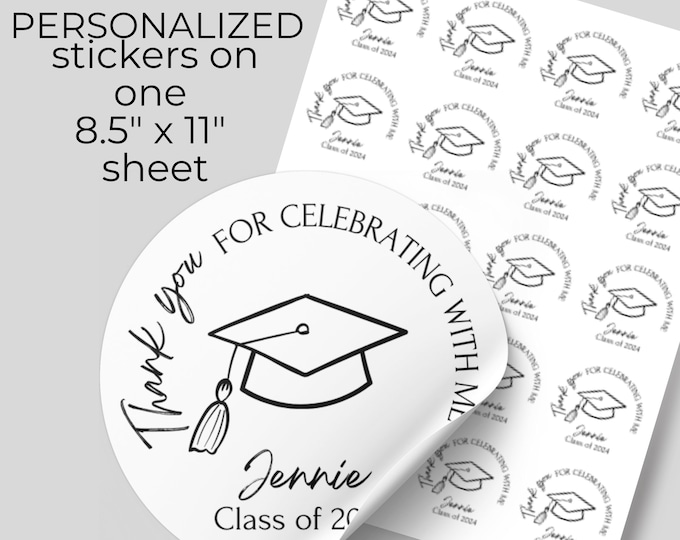 Personalized Graduation Sticker, Grad Thank You, Graduation Decoration ...
