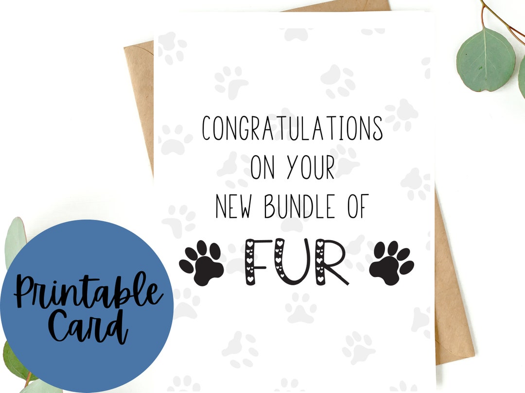 Printable Pet Adoption Card, Congratulations on the Adoption of New Pet ...