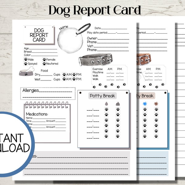Dog Report Card - Etsy