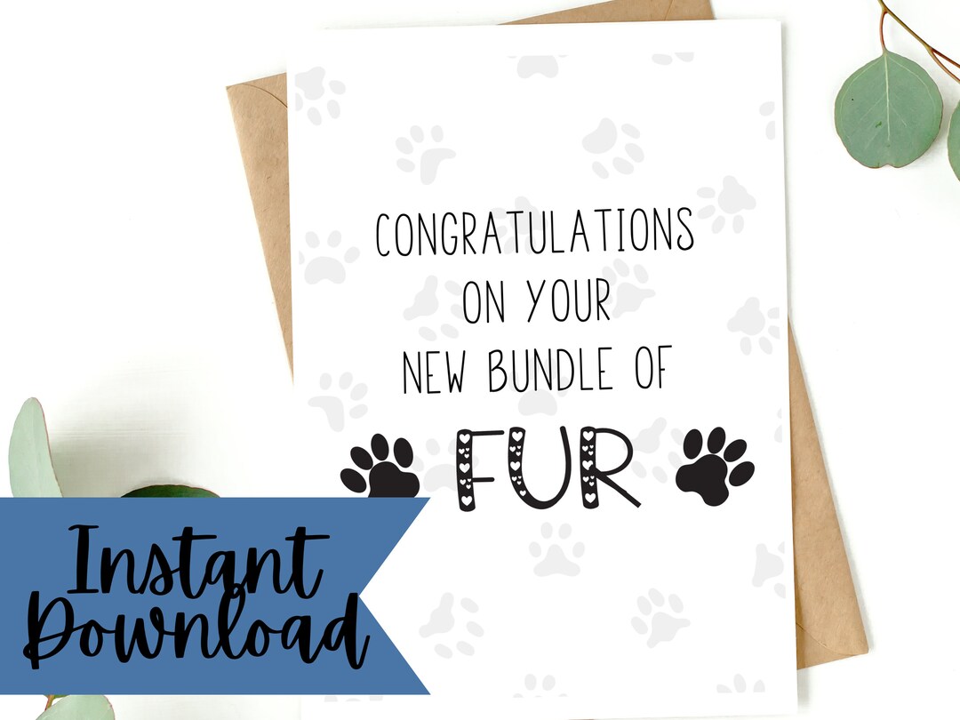 New Puppy Card, Printable Pet Adoption Card, Pet Card, Congrats on New ...