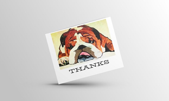 Bulldog Thank You Note Card or Note Card Set Dog Thank You | Etsy