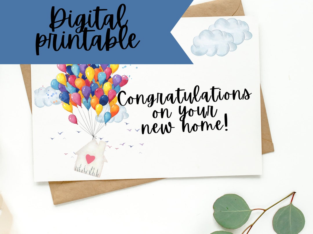 Congratulations Printable Card, Housewarming Card, New House Card, New ...