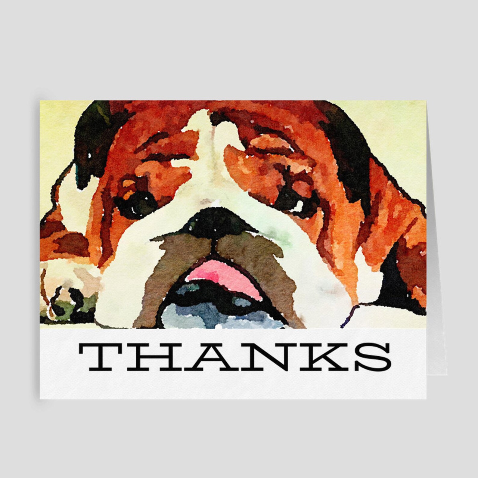 Bulldog Thank You Note Card or Note Card Set Dog Thank You | Etsy