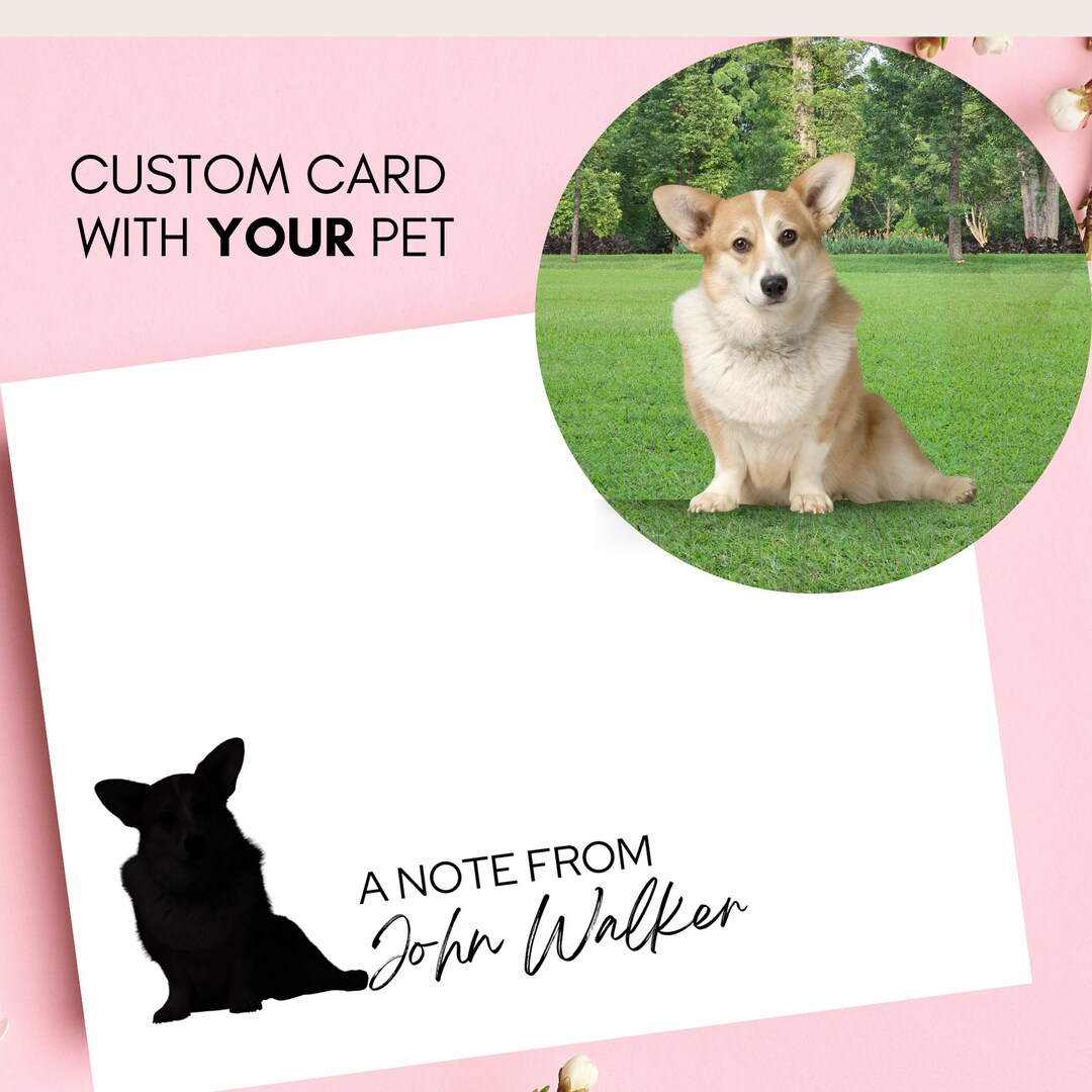 Custom Dog Note Cards With Pet Portrait, Dog Silhouette, Personalized ...