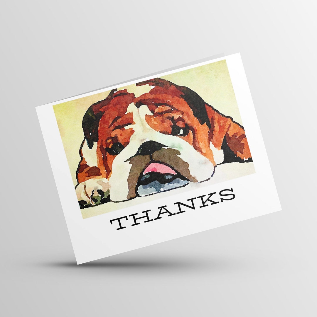 Bulldog Thank You Card, Bulldog Card, Dog Thank You Card, Gift for Her ...