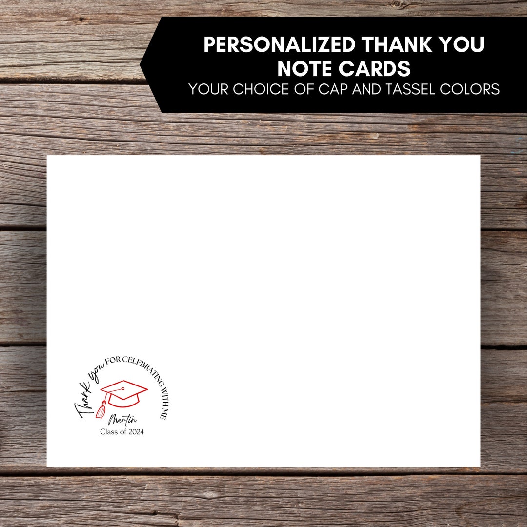 Custom Graduation Thank You Cards, Class of 2025, Personalized ...