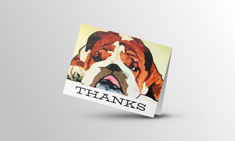 Bulldog Thank You Note Card or Note Card Set Dog Thank You | Etsy