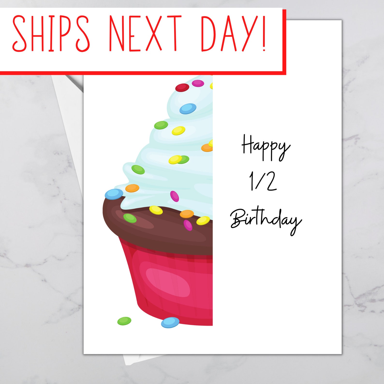 Half Birthday Card, Happy Half Birthday, Celebrate 1/2 Birthday With ...