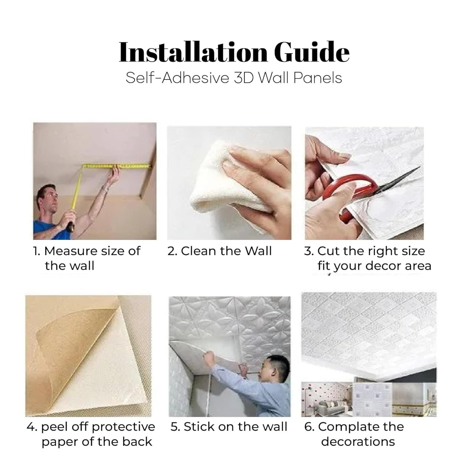 Self Adhesive 3d Wall Panels Pack of 40 Pcs Size 500x500 MM Area Cover ...