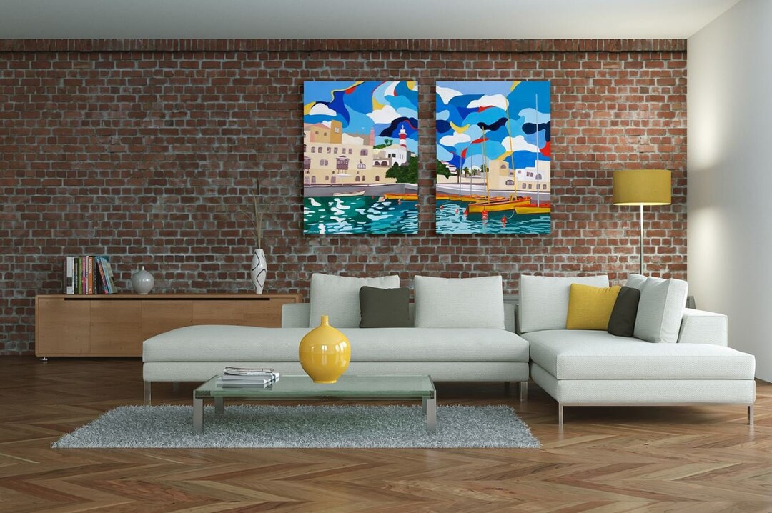 Israeli Art, City Print Wall Art, Pop Art Print, Painting Print Set ...