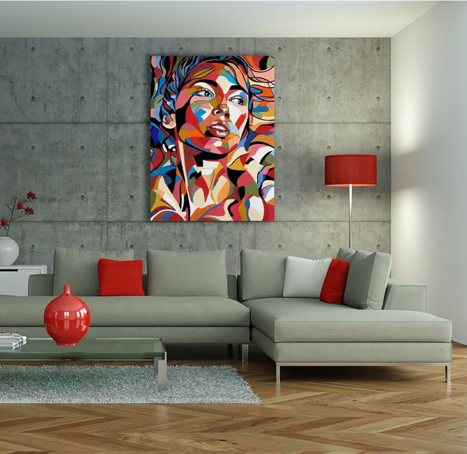 Portrait of Beautiful Woman, Large Woman Art, Contemporary and ...
