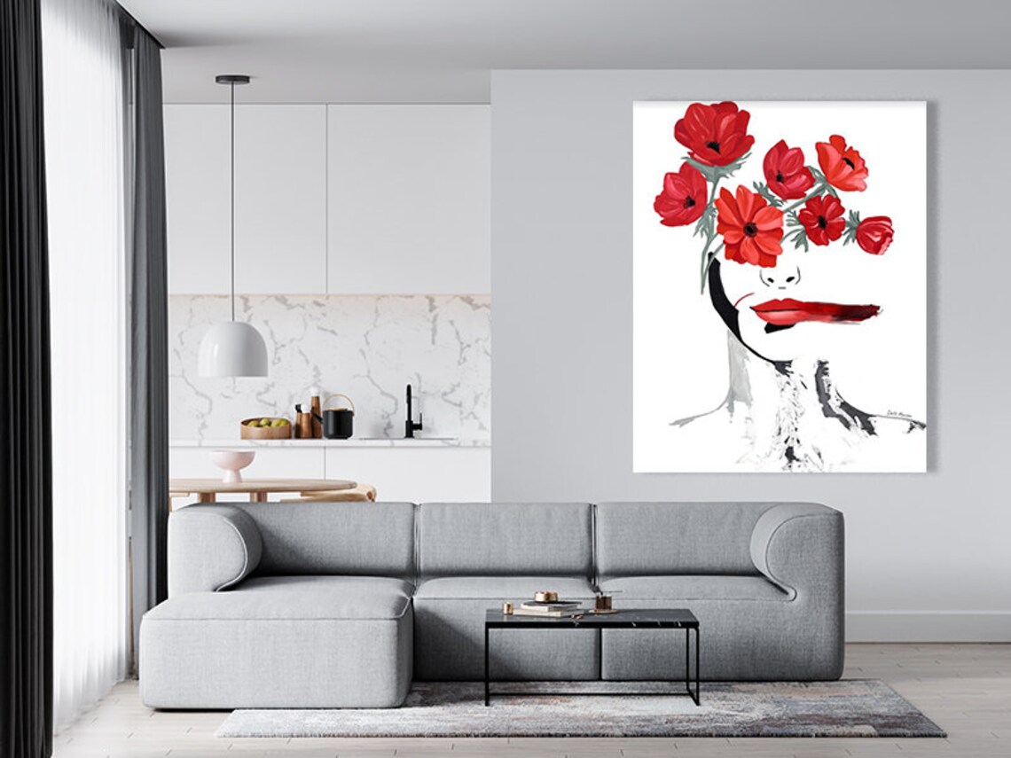 Abstract Woman Wall Art Abstract Portrait of a Woman Red - Etsy