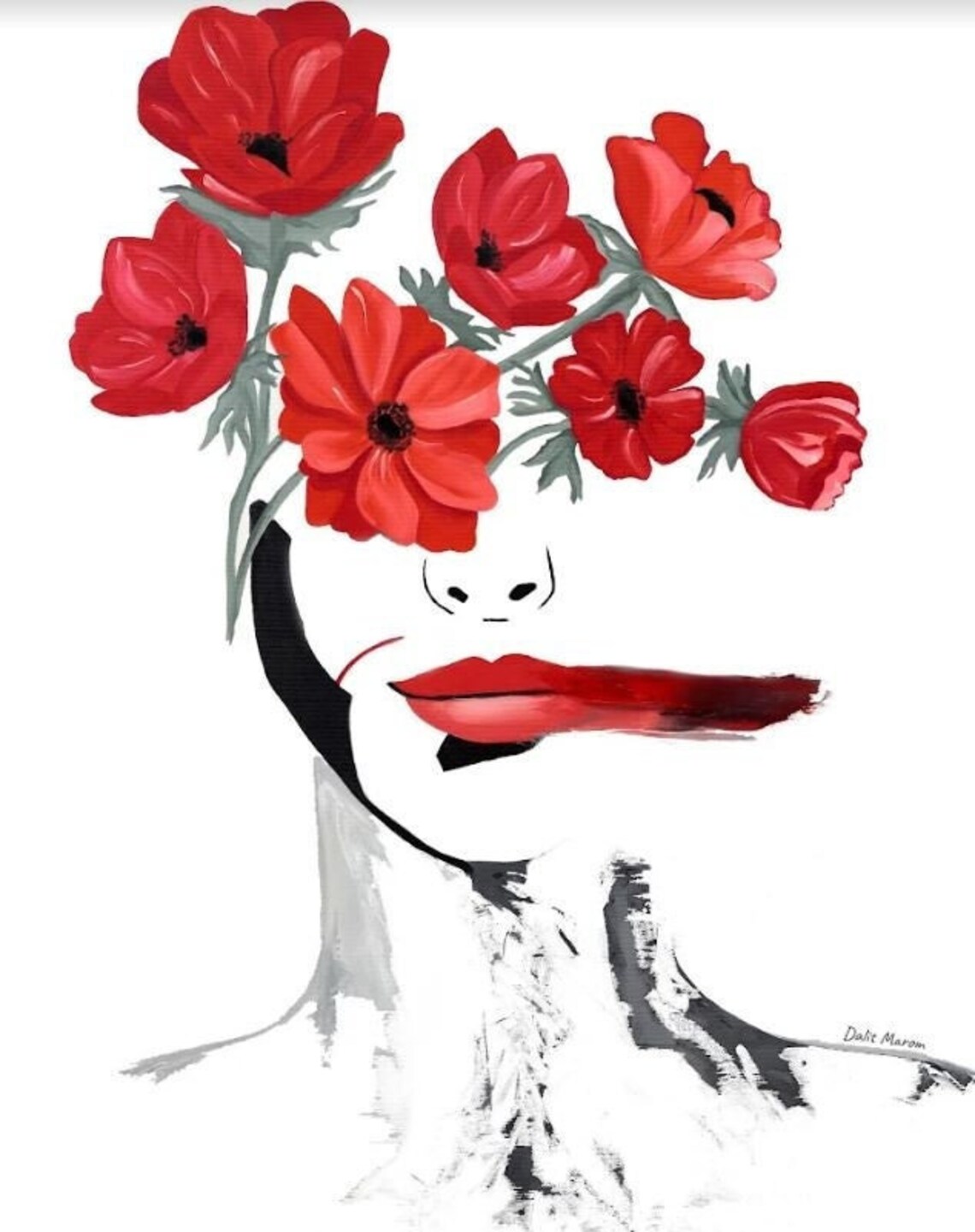 Abstract Woman Wall Art Abstract Portrait of a Woman Red - Etsy