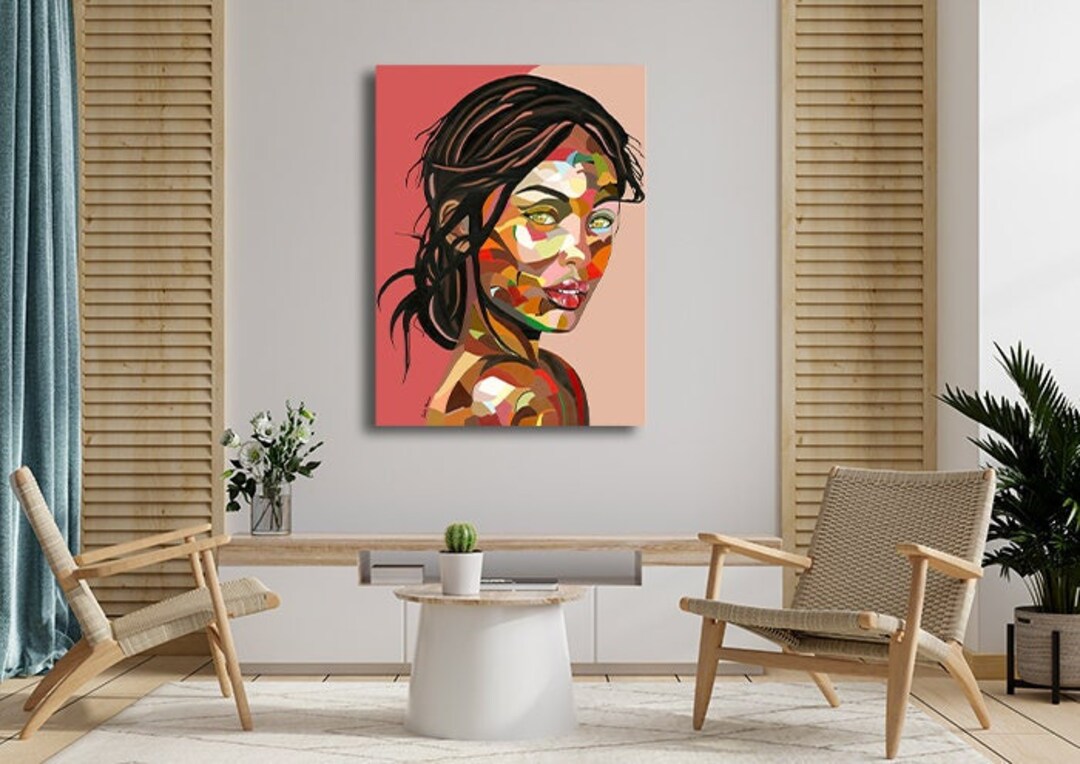 Woman Portrait Painting, Pop Art Female Art, Living Room Canvas Art ...