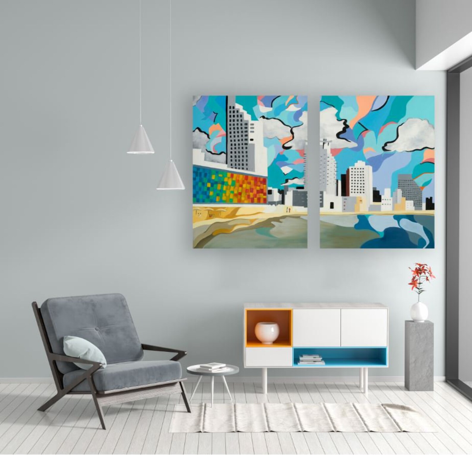 Israeli Art, Pop Art Canvas, Landscape Wall Art Set, City Print Wall ...