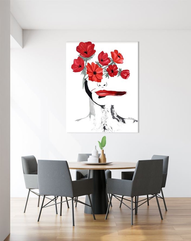 Abstract Woman Wall Art Abstract Portrait of a Woman Red - Etsy