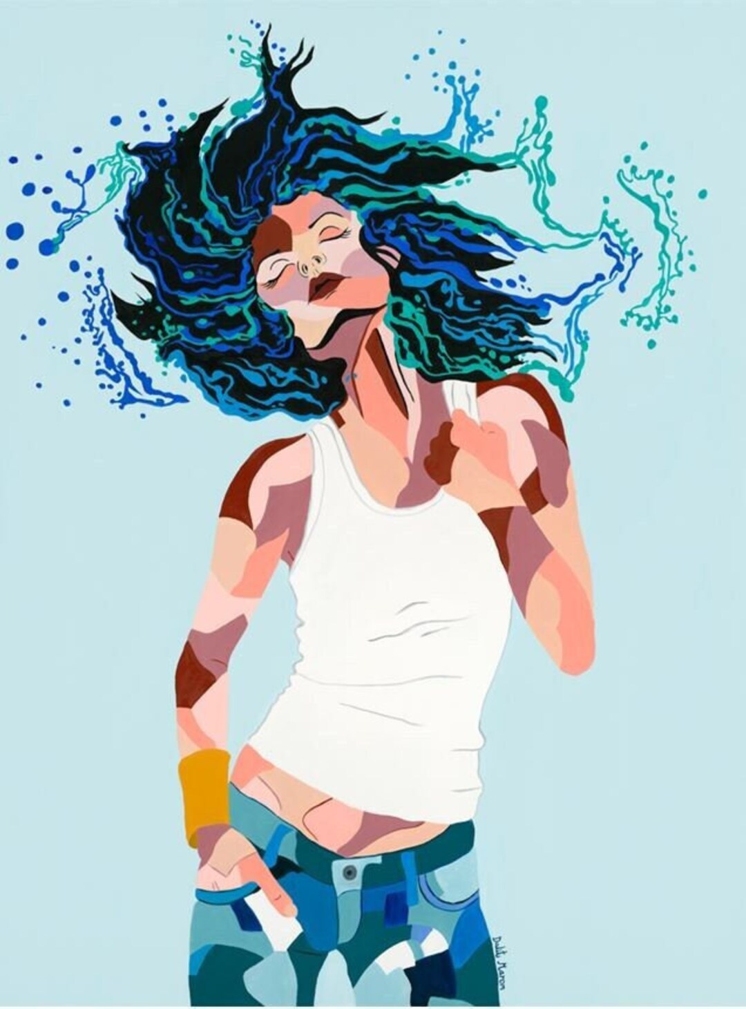 Woman Portrait Wall Art, Happy Women Painting, Happy Mood, Women ...