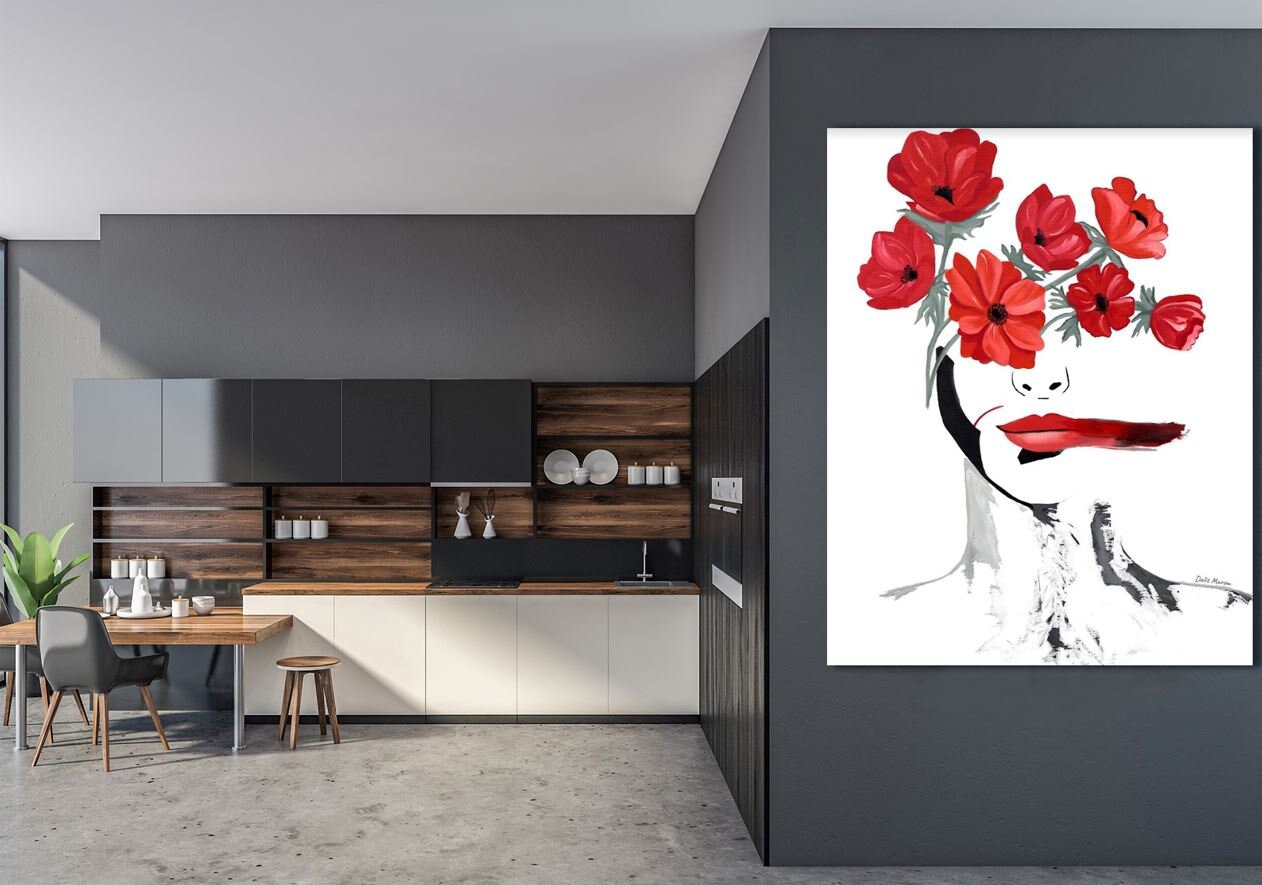 Abstract Woman Wall Art Abstract Portrait of a Woman Red - Etsy