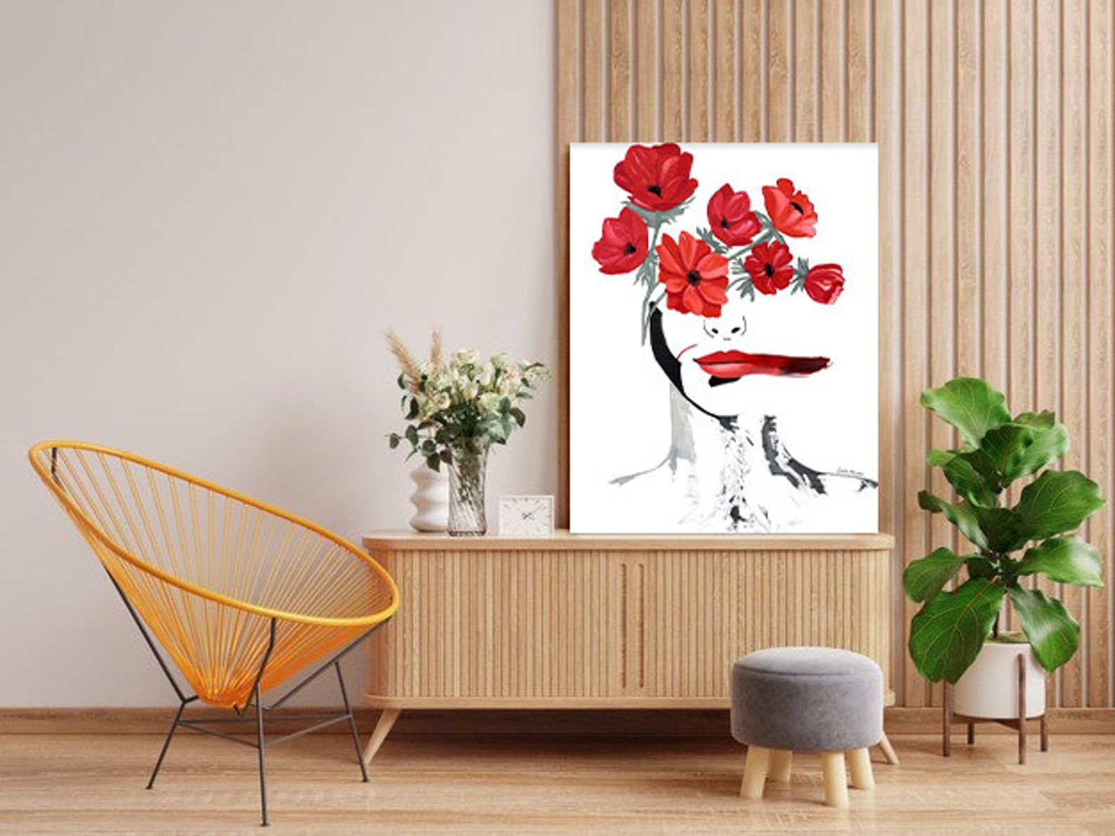 Abstract Woman Wall Art Abstract Portrait of a Woman Red - Etsy