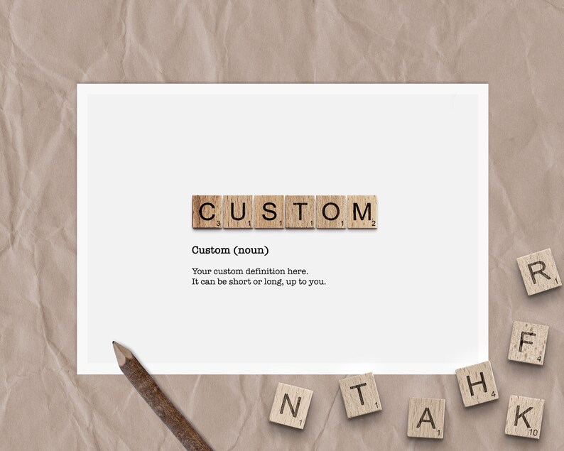 Scrabble Custom Definition Printable Wall Art Definition | Etsy